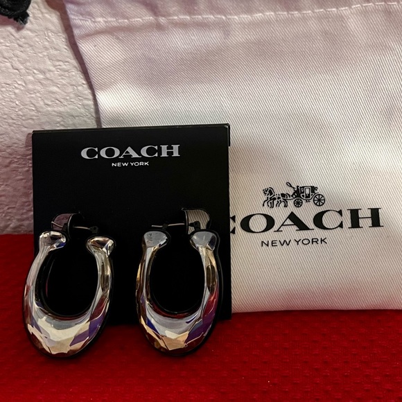 Coach | Jewelry | Coach Womens Signature Stone Hoop Earrings | Poshmark
